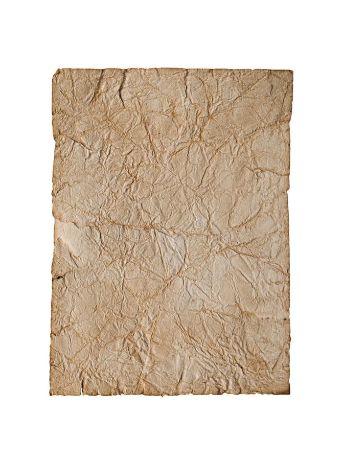 Old Brown Paper Blank Texture Crumpled Dark Border. Isolated on White ...