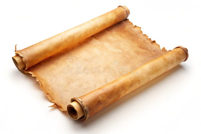 Old Brown Parchment Scroll Isolated on White Stock Illustration ...