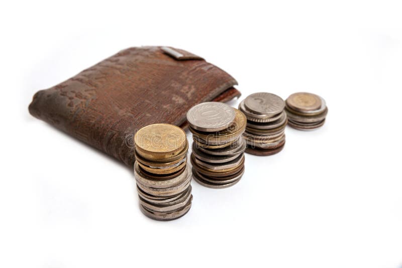 Old Purse with Different Coins Stock Photo - Image of payment, coin ...