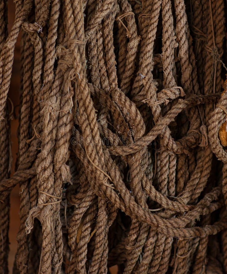 Old, Brown Ropes Used for Fishing Nets... Stock Image - Image of catch ...