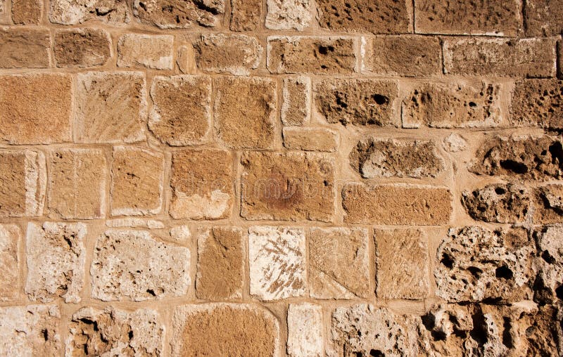 Old, Brown, Sandy, Wall of a Stone House in the Open Air.Close-up Stock ...