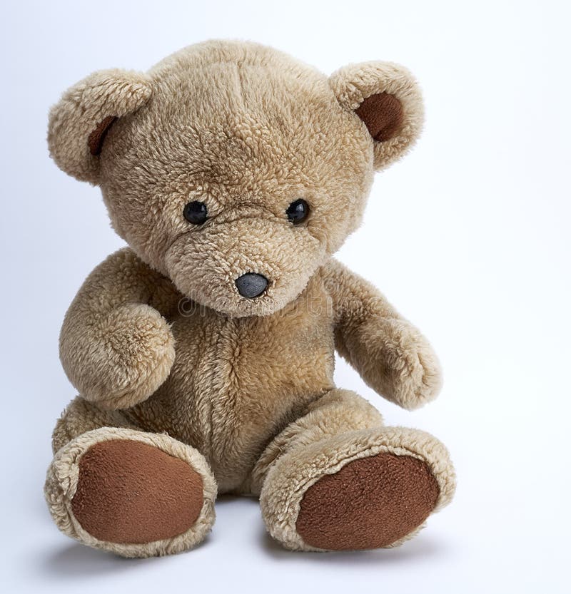 Two Teddy Brown Bears Sit Hugging On Stump And Look Into The Distance ...