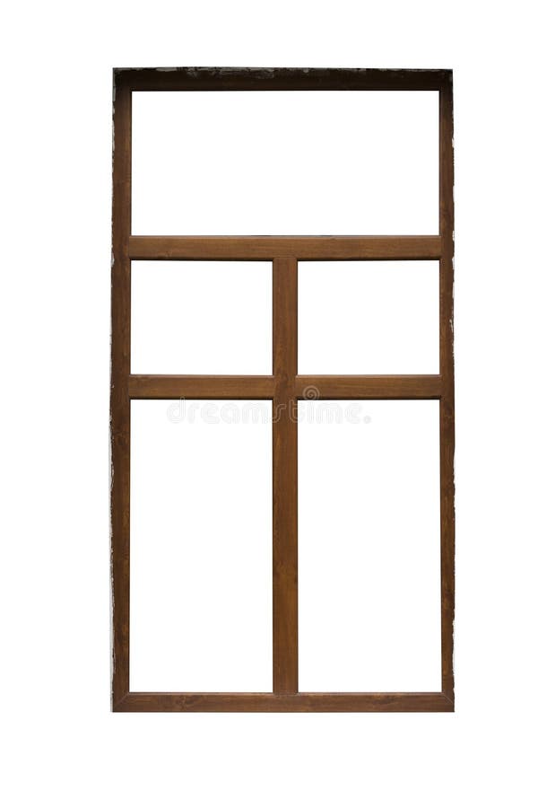 Old Brown Window Isolated on White Background Stock Photo - Image of ...