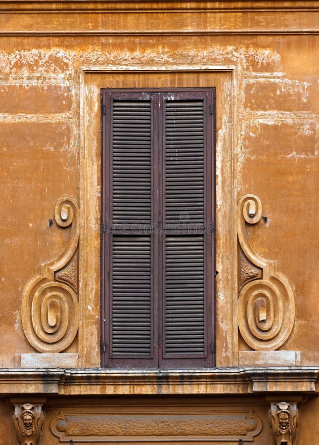 Old brown window shutters stock photo. Image of closed - 103430534