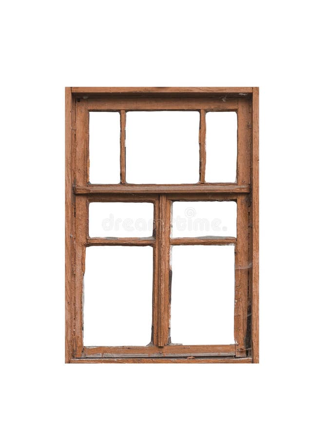 Old Brown Wooden Window Isolated on White Background Stock Image ...