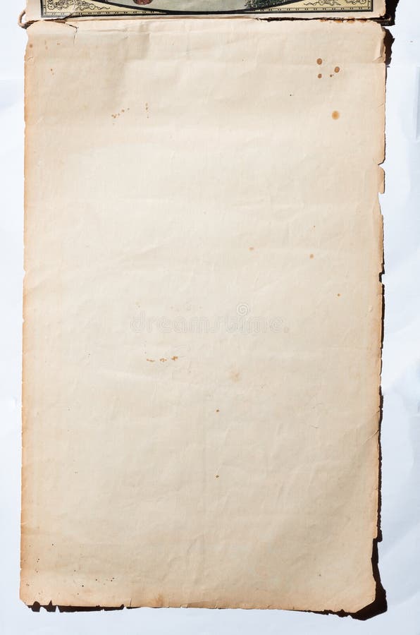 Old, Brown, Worn Paper on White Background Stock Photo - Image of blank ...