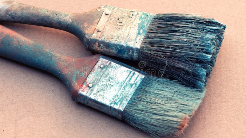 Old brush with dried paint stock photo. Image of group - 196978726