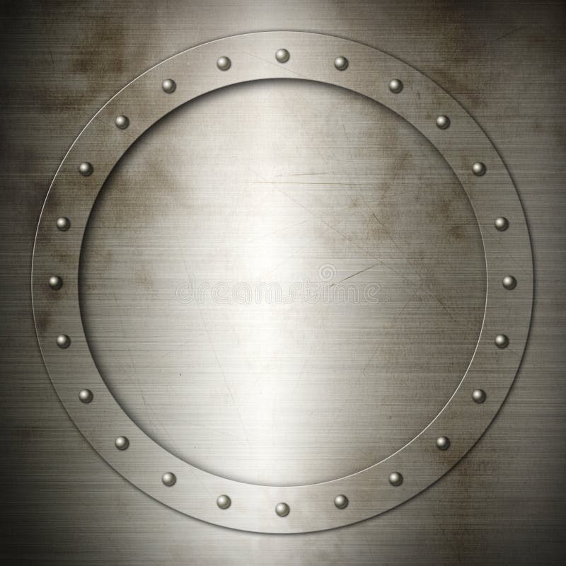 Old Brushed Steel Round Frame Stock Illustration - Illustration of ...