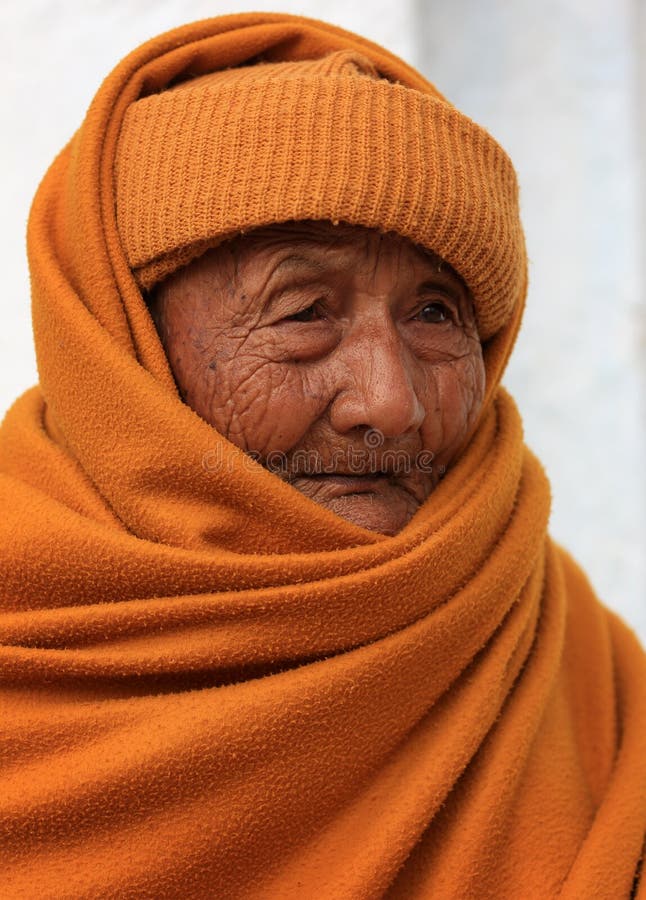 Old Buddhist monk editorial stock photo. Image of lake - 34930128
