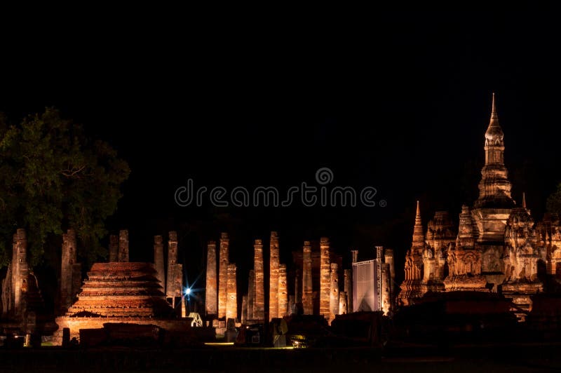 Old Buddhist Temple with Light in the Dark Stock Photo - Image of ...