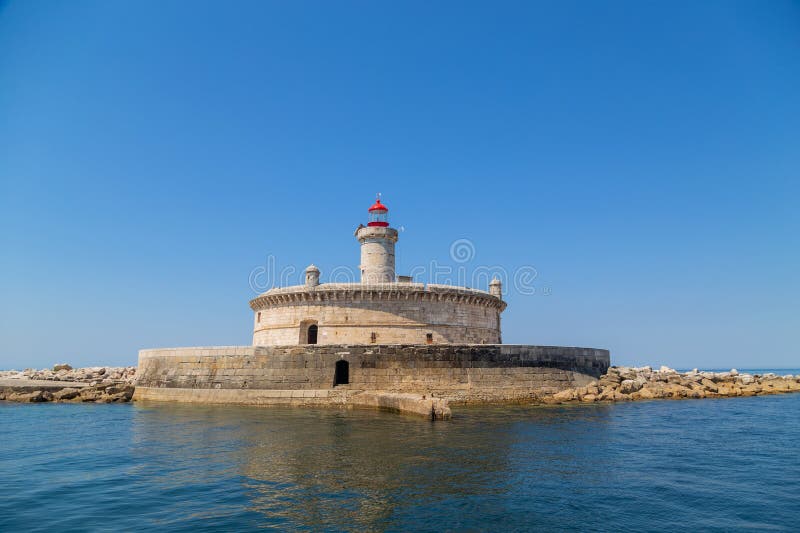 The old Bugio Lighthouse stock image. Image of ocean - 309869559