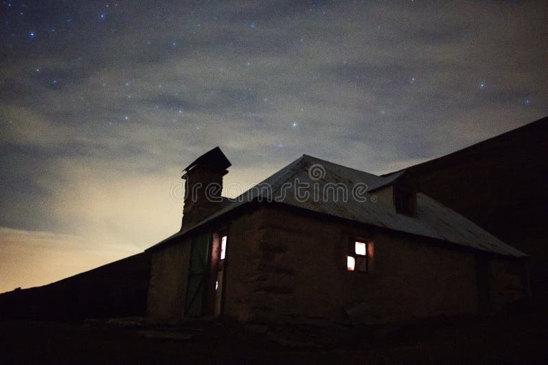 Old Building Against the Starry Night Sky Stock Image - Image of summer ...