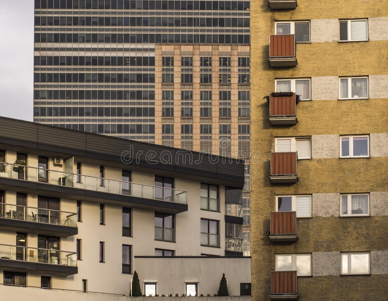 Old Building on the Background of a Modern Skyscraper Stock Photo ...