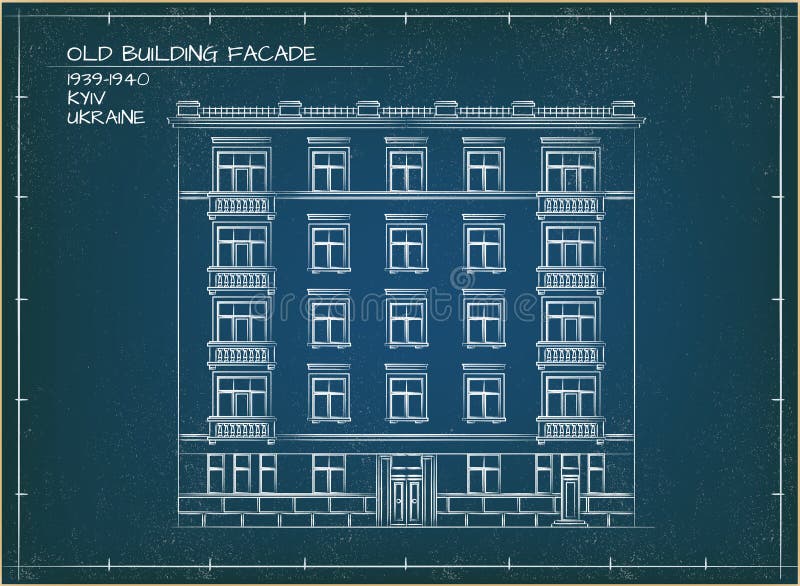 Old Building Blueprint stock vector. Illustration of elevation - 186399993