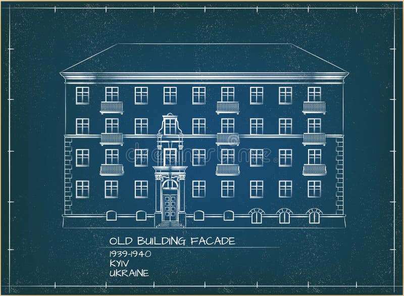 Old Building Blueprint stock vector. Illustration of elevation - 186399993