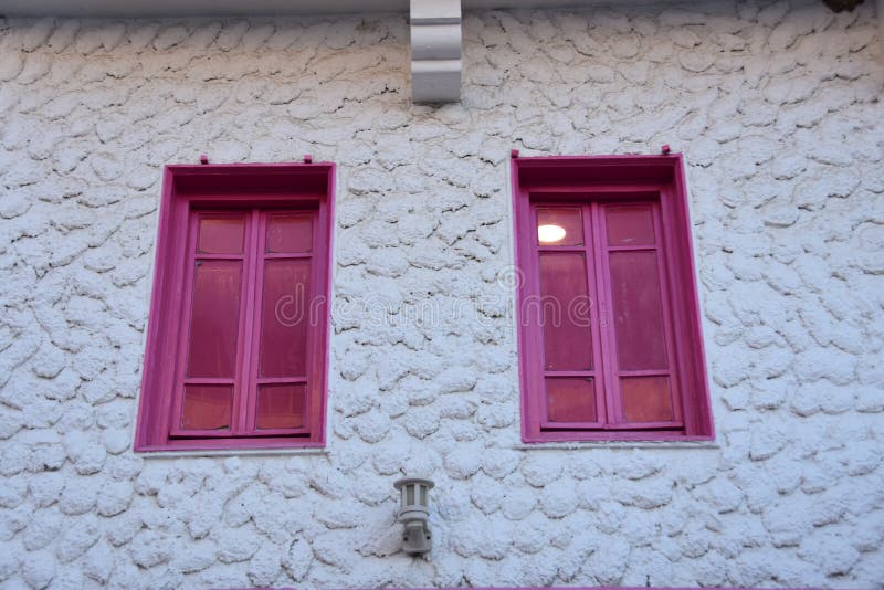 Pink windows stock photo. Image of building, home, detail - 8981212