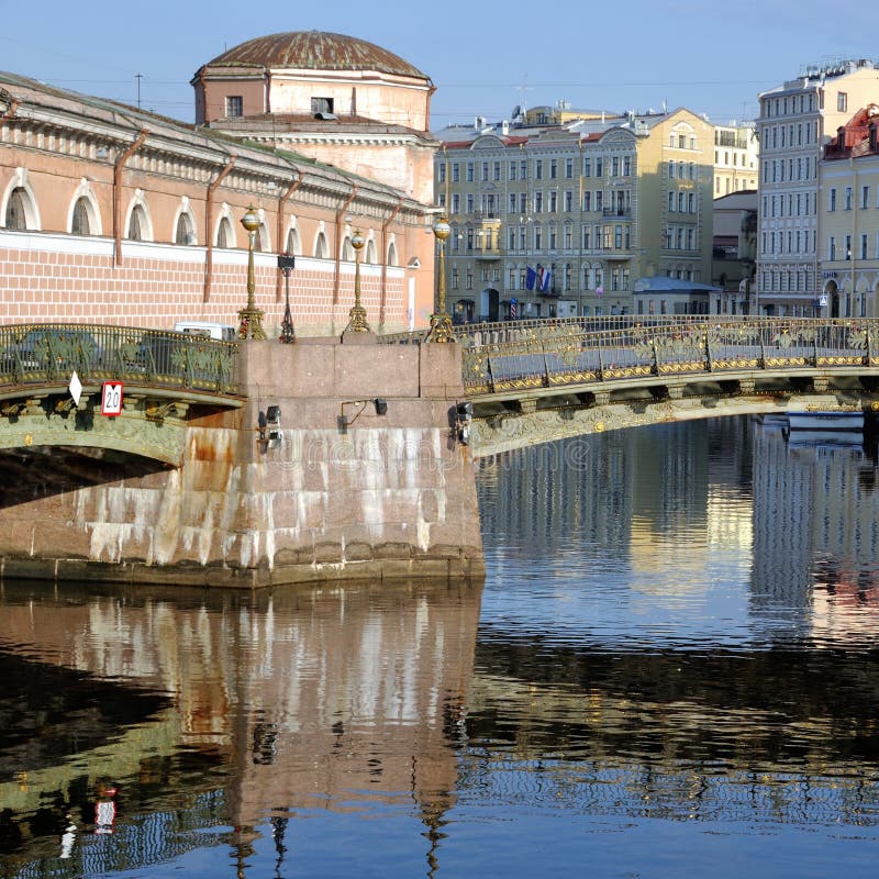 Old Building and Bridge with Reflection Stock Image - Image of ...