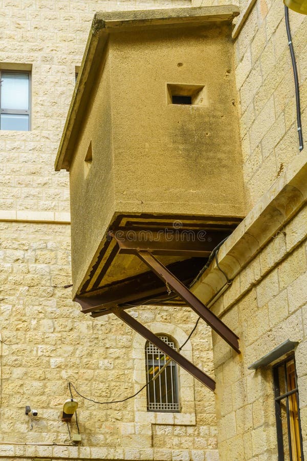 Old Building and a British Guard Post, in Central Jerusalem Stock Photo ...