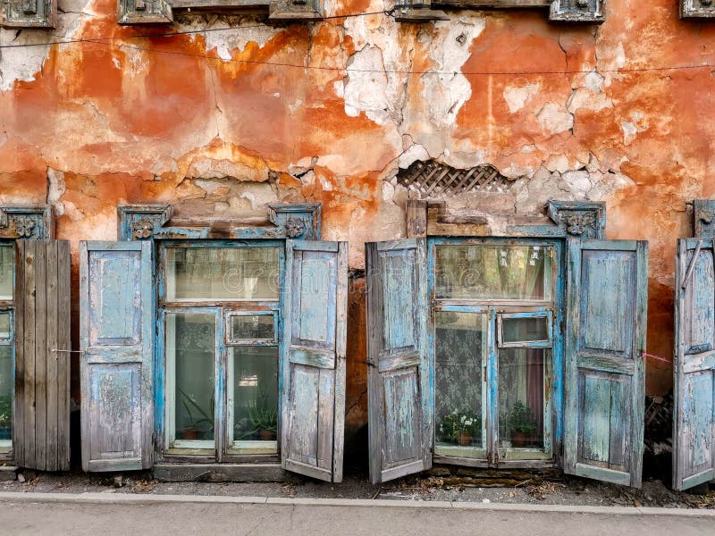 Old Building Exterior with Windows Stock Photo - Image of frame ...