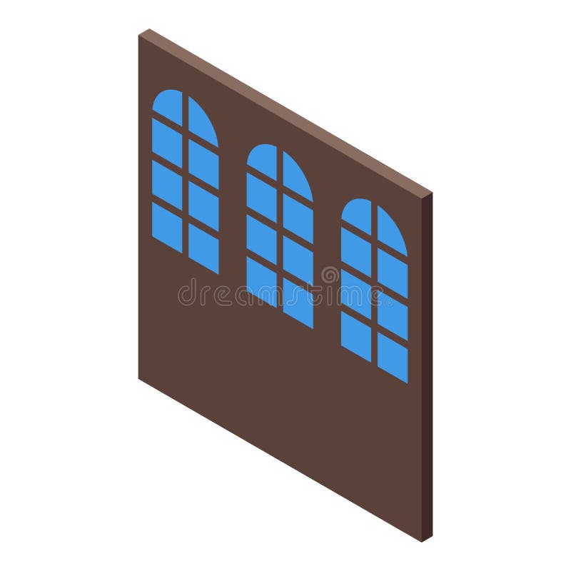 Old Building Facade with Arched Windows Isometric View Stock ...