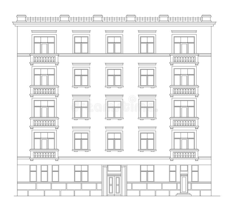 Old Building Facade stock vector. Illustration of line - 186399947