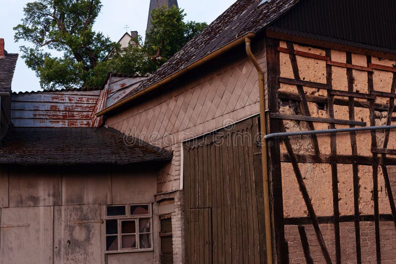 Old Building Facade with Visible Wooden Constructions Editorial ...