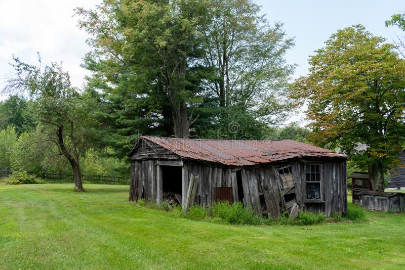 Historic Falling Down Building Stock Photo - Image of building, green ...