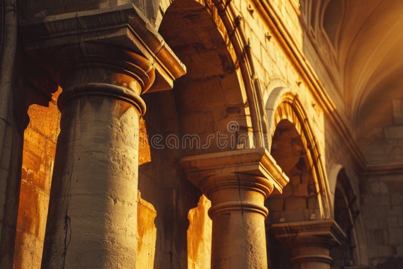 An Old Building Featuring Columns and a Clock. Suitable for Historical ...