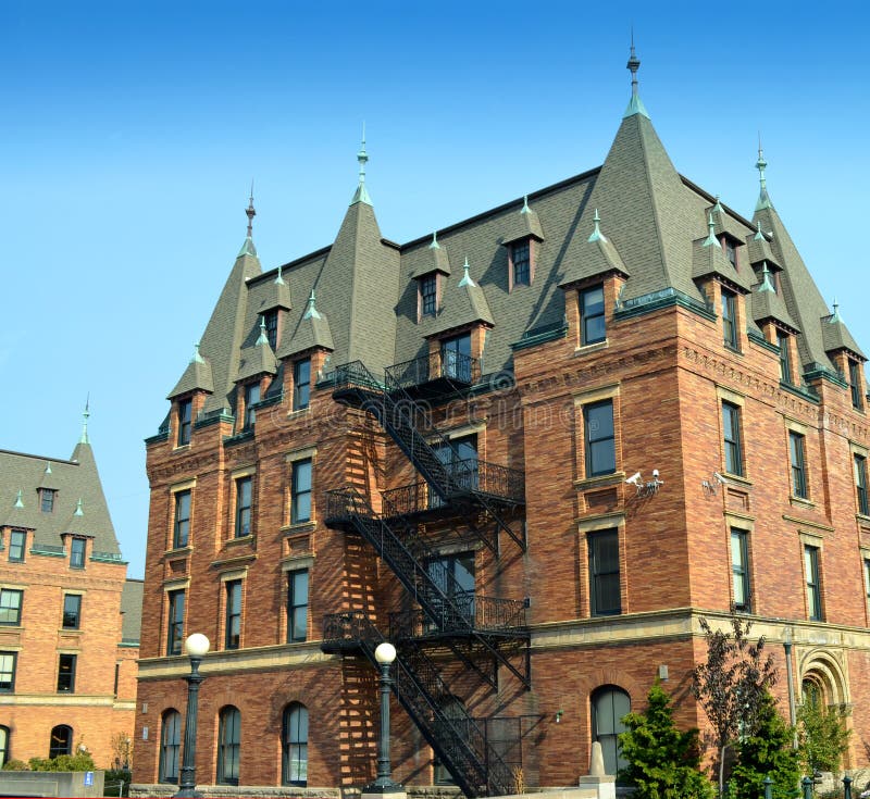 Old Building with Fire Escape Stock Photo - Image of roof, historic ...