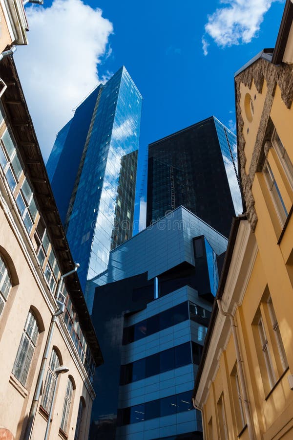 Old Building in Front of Skyscraper Stock Photo - Image of high ...
