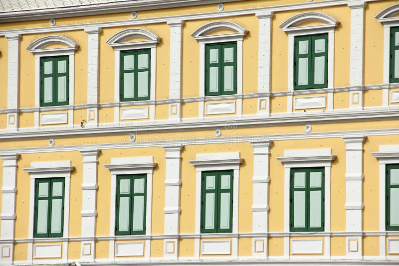 Old Building Green Color Window Design Stock Image - Image of color ...