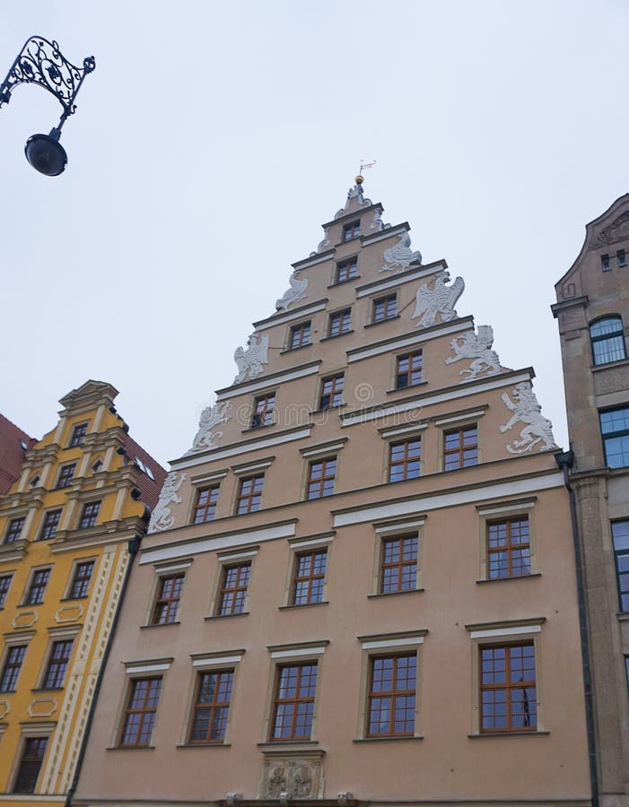 The Old Building in the Historical Center on Wroclaw, Poland Stock ...
