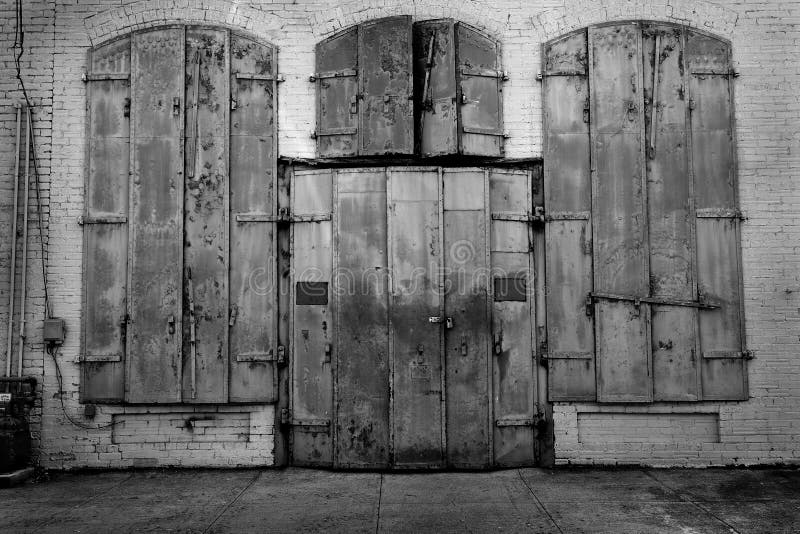 Old Building with Iron Metal Shutters for Fire Protection Stock Image ...