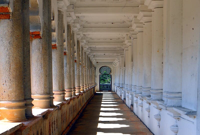 Old Building Long Perspective Corridor View Stock Image - Image of ...