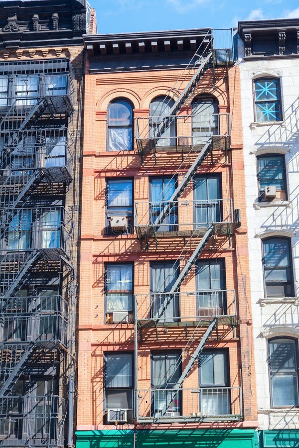 Old Building with Fire Escape Stairs in Soho, NYC Stock Photo - Image ...