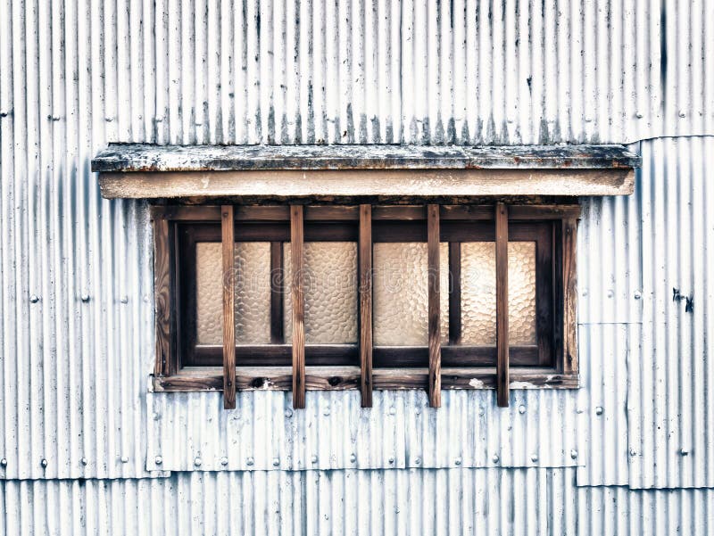 Old Building with Metal Walls and an Old Window Stock Image - Image of ...