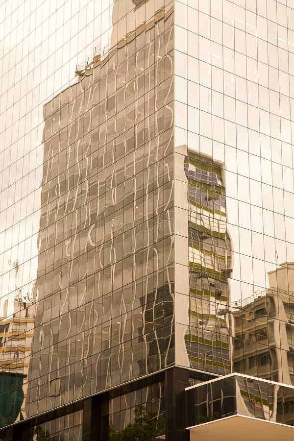 Old Building Reflextions on a Modern Glass Building in Brazil Stock ...