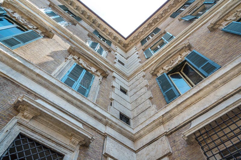 Old Building with a Renaissance Windows from Below Stock Image - Image ...