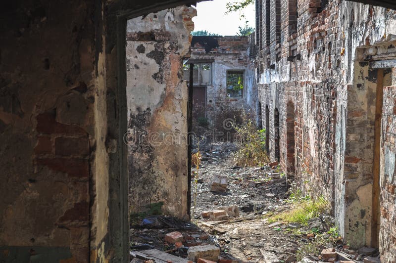 Old Building Ruin, Damaged Brick Wall Stock Image - Image of abandoned ...