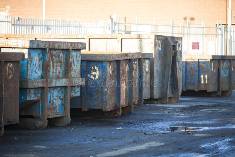 Old building site skip stock image. Image of garbage - 51496973