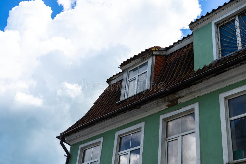 Old Building with Sky and Clouds. the Roof of the House with Nice ...