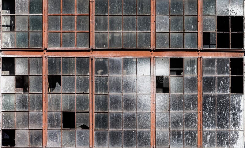 Old Building Wall with Dirty Broken Windows Glass Stock Photo - Image ...
