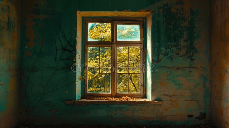 Old Building Window with a Tree Growing Outside, Perfect for a ...