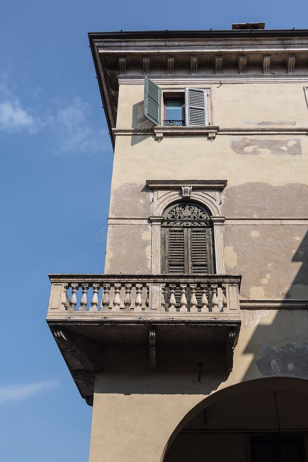 Old Building Windows and Balcony Stock Image - Image of windows, house ...