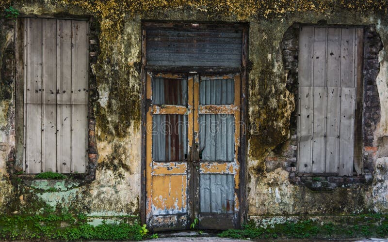Old Building with Wooden Shut Windows Stock Photo - Image of building ...