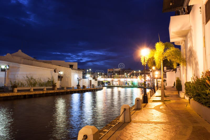 Old buildings in Melaka editorial stock image. Image of night - 77167244