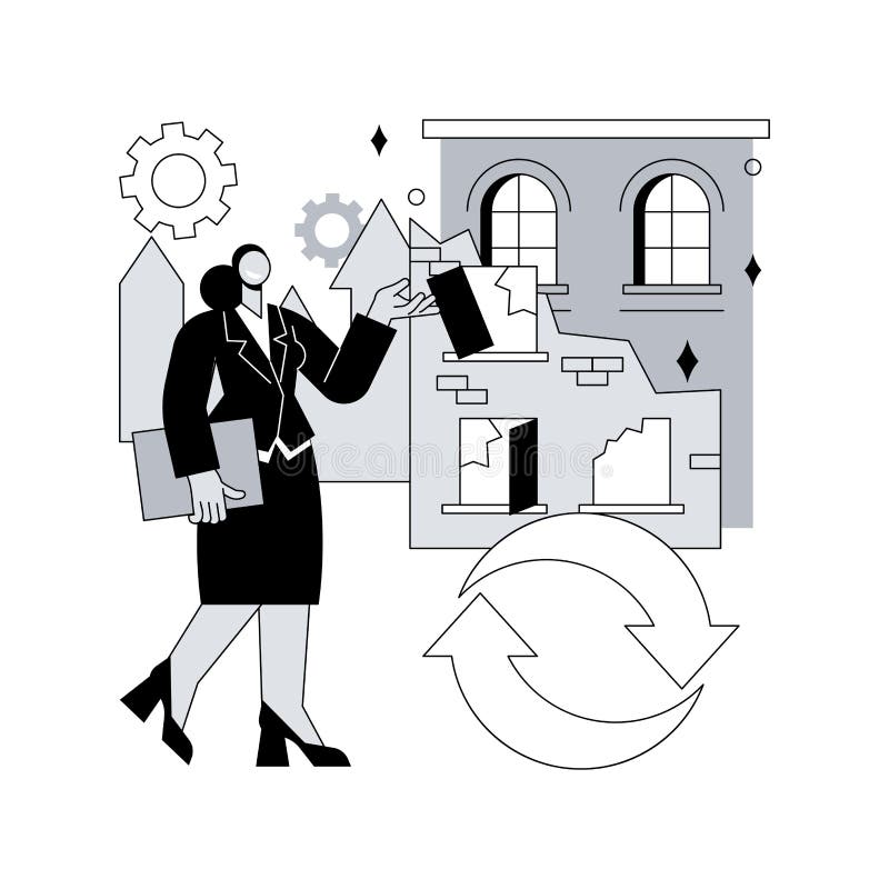Old Buildings Modernization Abstract Concept Vector Illustration Stock