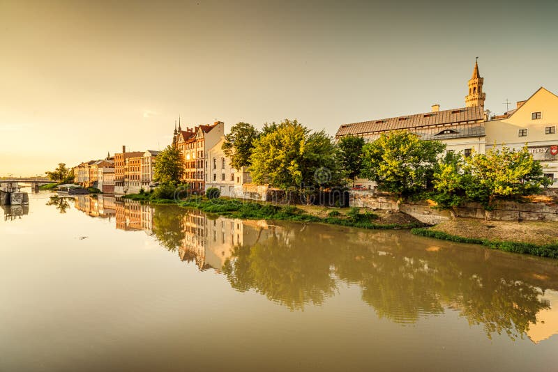 Old Buildings on the Riverside in the Old Town in Opole, Poland Stock ...
