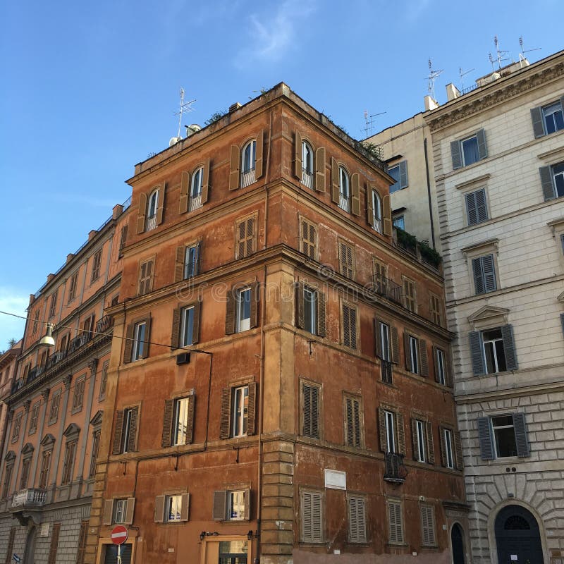 Old buildings in Rome editorial stock photo. Image of facade - 265364858