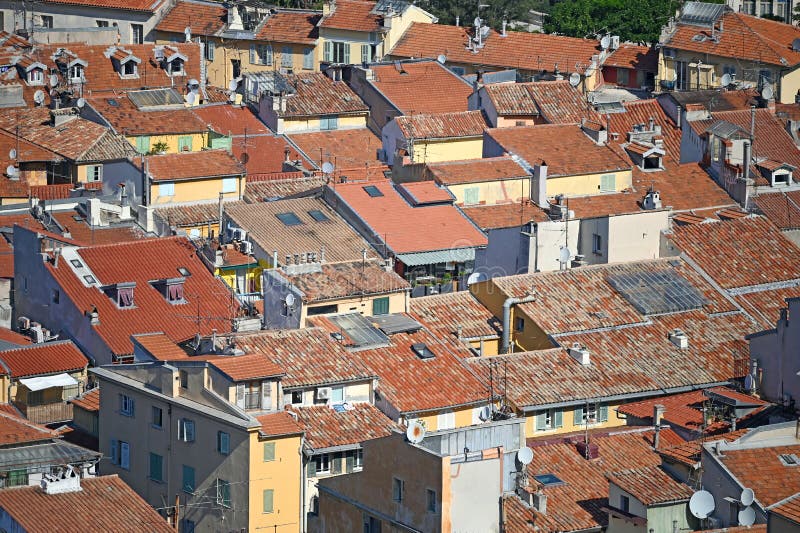 Old Buildings Roofs in Nice Stock Image - Image of cote, residential ...